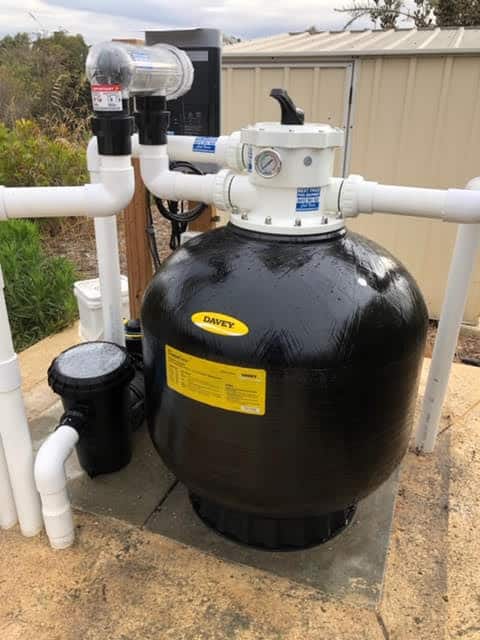 Installation of a large Davey 28 inch sand filter this morning in ...